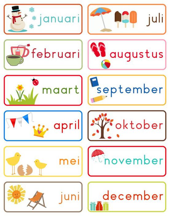 Tijd: kalender: aantal dagen in een maand :: juf Toinon